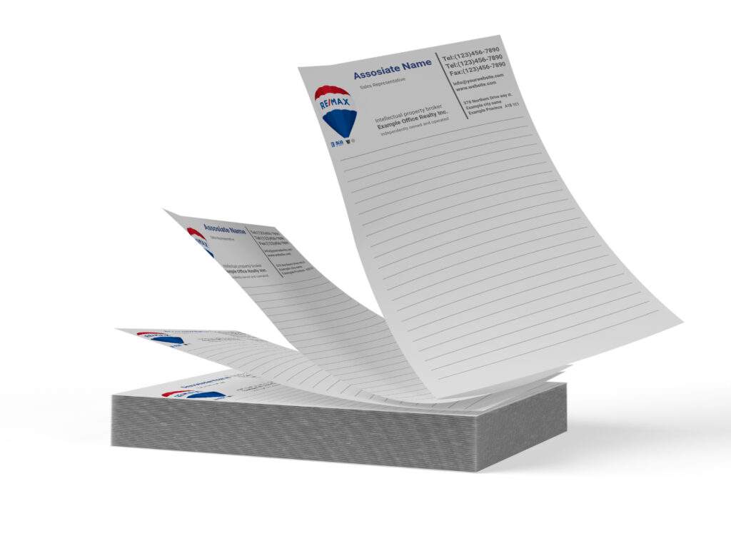Remax Notepads | Size & Templates | Start2print.ca